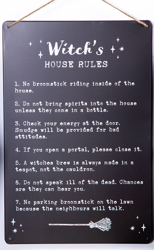 Witchs House Rules Metal Sign Witchy Homewares Ts Australia